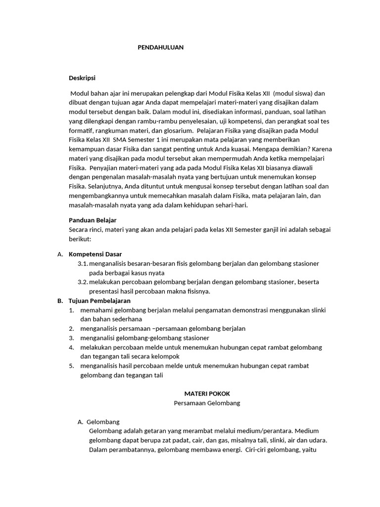 Modul Fisika Kelas 12 Semester 1 | PDF