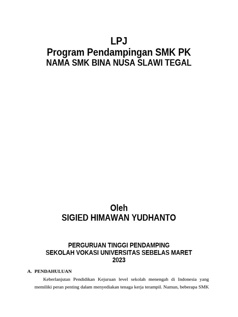 LPJ SMKPK SMK Bina Nusa Slawi Tahun 2023 | PDF