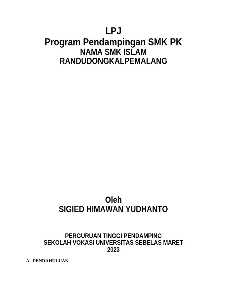 LPJ SMKPK SMK Islam Randudongkal Tahun 2023 3 | PDF