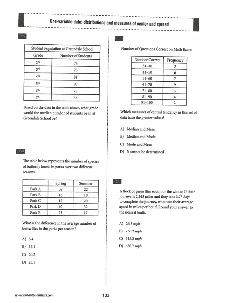 1 Variable Data Distribution and Measures of Center and Spread | PDF
