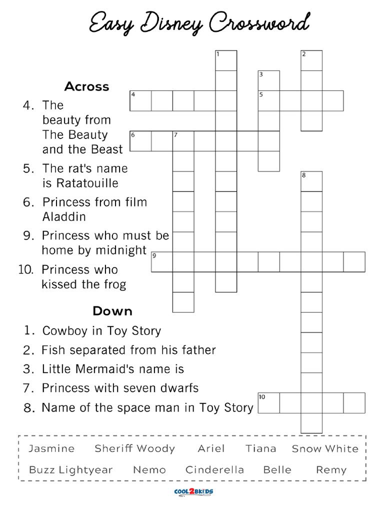 Easy Disney Crossword Puzzles | PDF