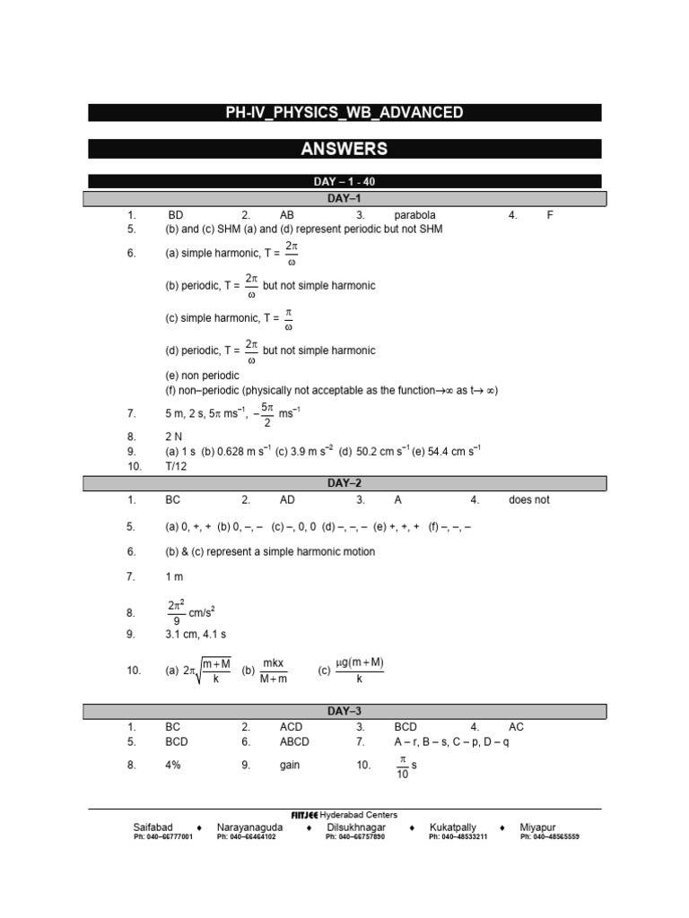PH-4 Physics WB Adv Answers | PDF | Physics | Applied And Interdisciplinary Physics