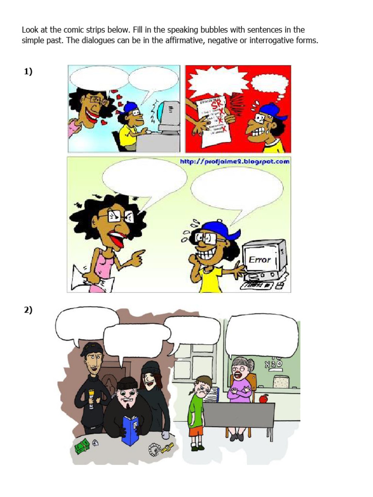Fill in the Blanks: Simple Past Comics | PDF