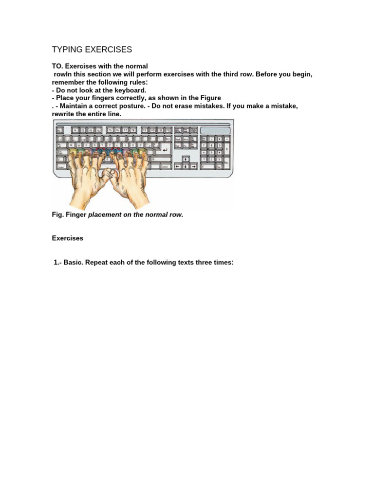 Typing Exercises | PDF | Office Equipment | Writing Implements