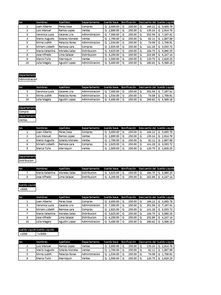 Ejercicio 6 Excel Intermedio | PDF