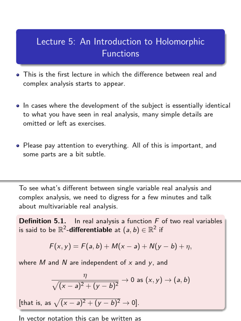 Introduction To Holomorphic Functions Pdf Holomorphic Function 9781