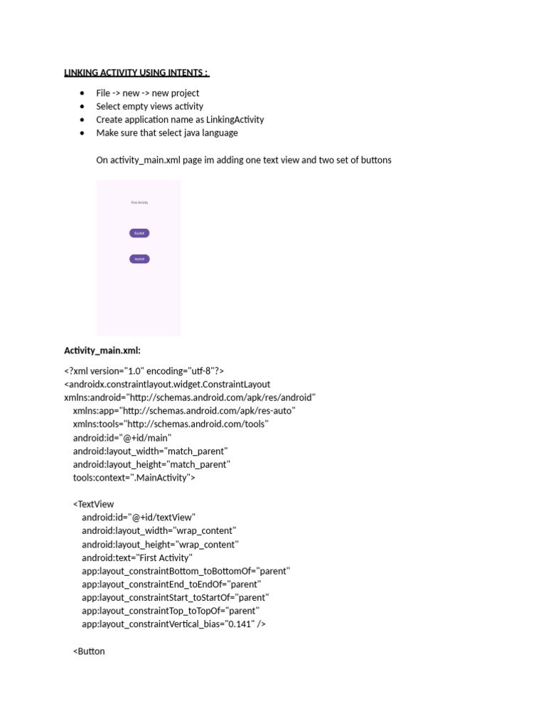 Linking Activity Using Intents | PDF | Android (Operating System) | Software
