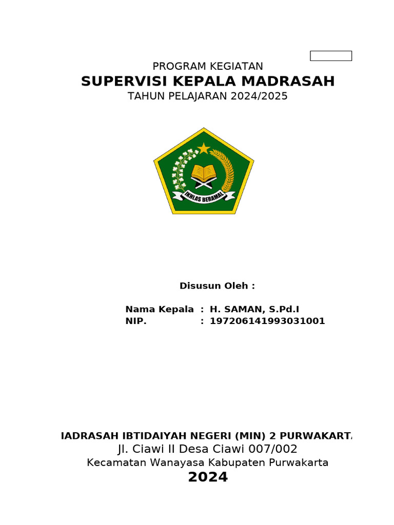 4. Program Supervisi Kepala Madrasah | PDF