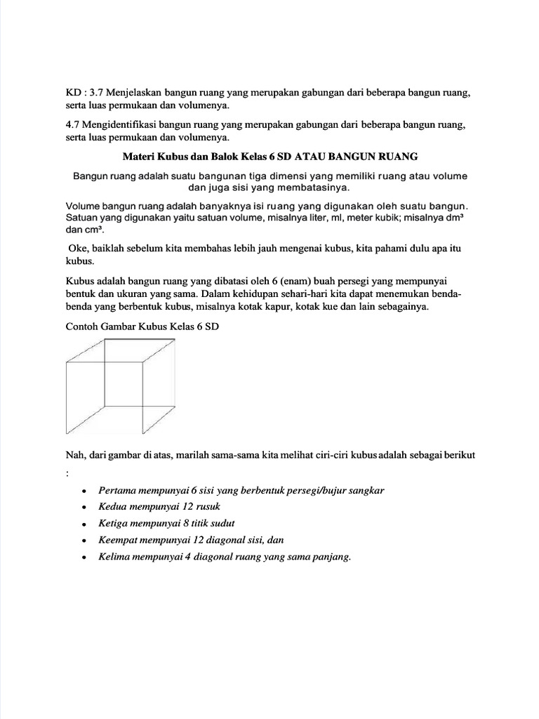 Materi Kubus dan Balok Kelas 6 SD | PDF