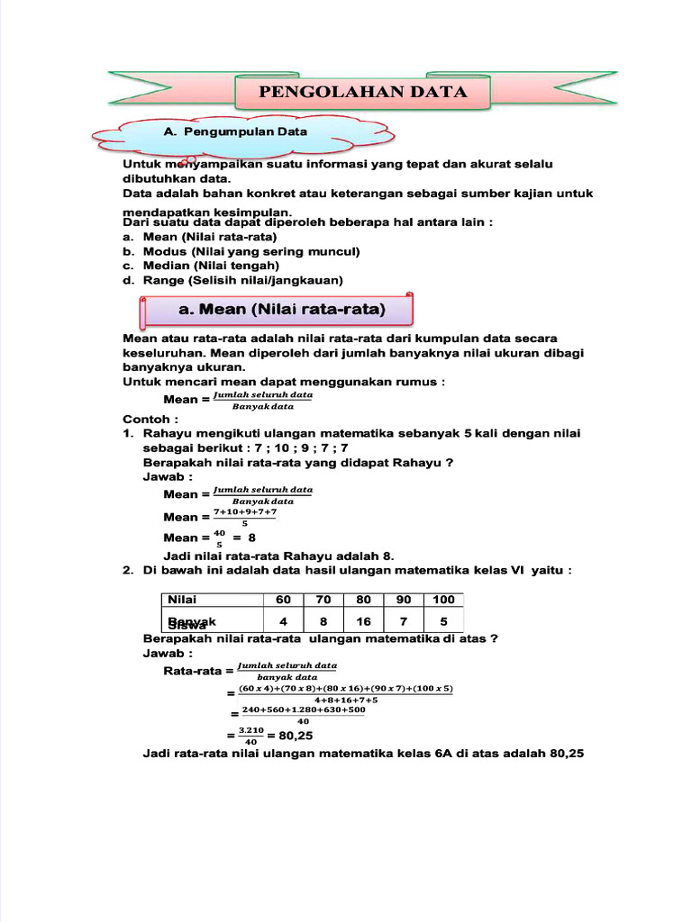 PDF Rangkuman Matematika Tentang Pengolahan Data - Compress | PDF