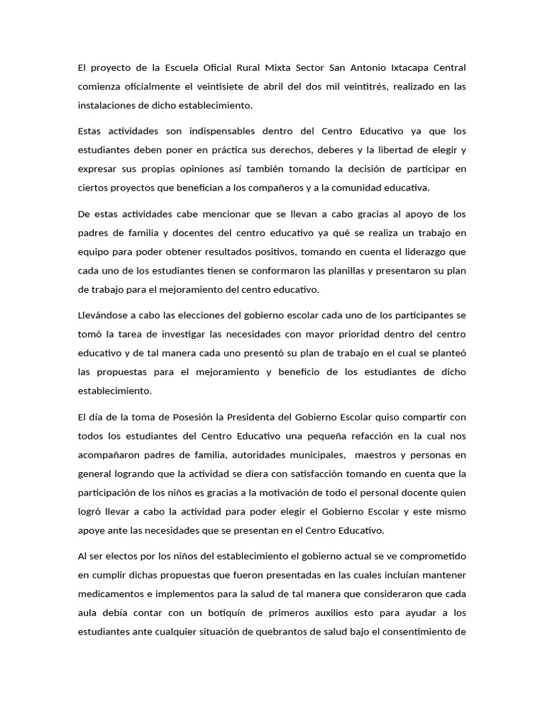 Proyecto de La Escuela | PDF | Escuelas | Aprendizaje