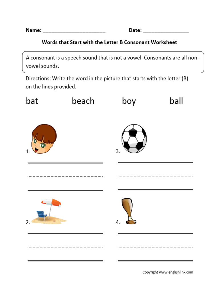 Words-Start-Letter-B-Consonant-Worksheet | PDF