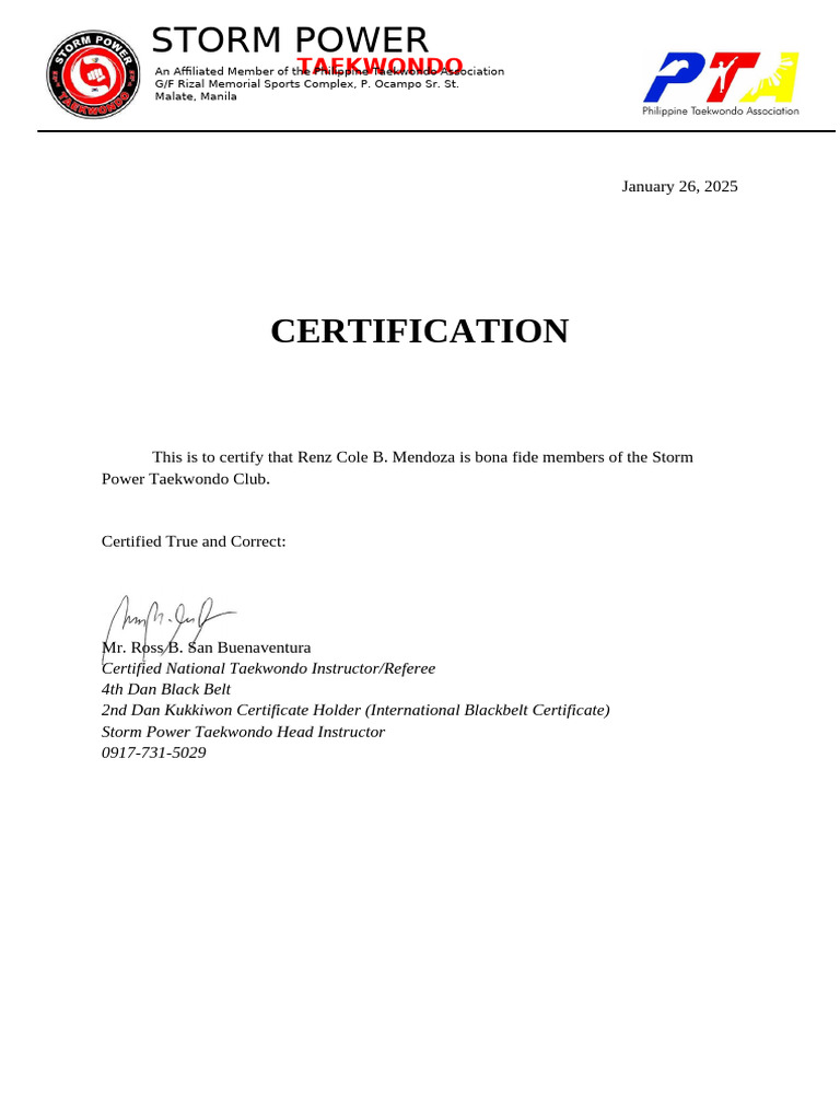 Certification SPTKD Mendoza2025 | PDF