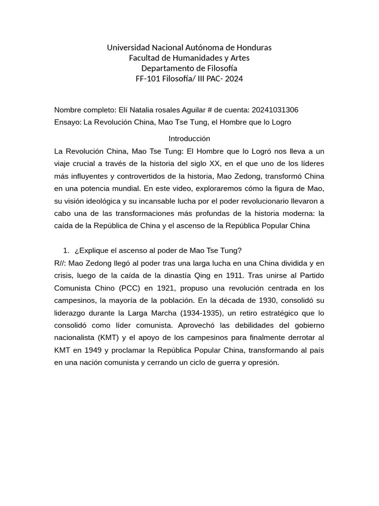 La Revolución China, Mao Tse Tung, El Hombre Que Lo Logro. Eli Rosales ...