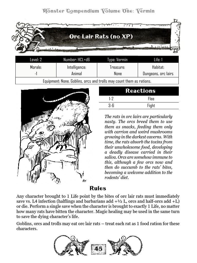 4AD Monster Compendium Volume 2 Vermin Orc Rats | PDF