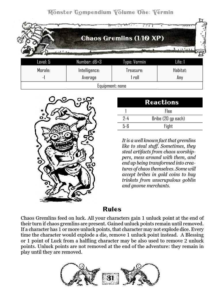 4AD Monster Compendium Volume 2 Vermin Chaos Gremlins | PDF