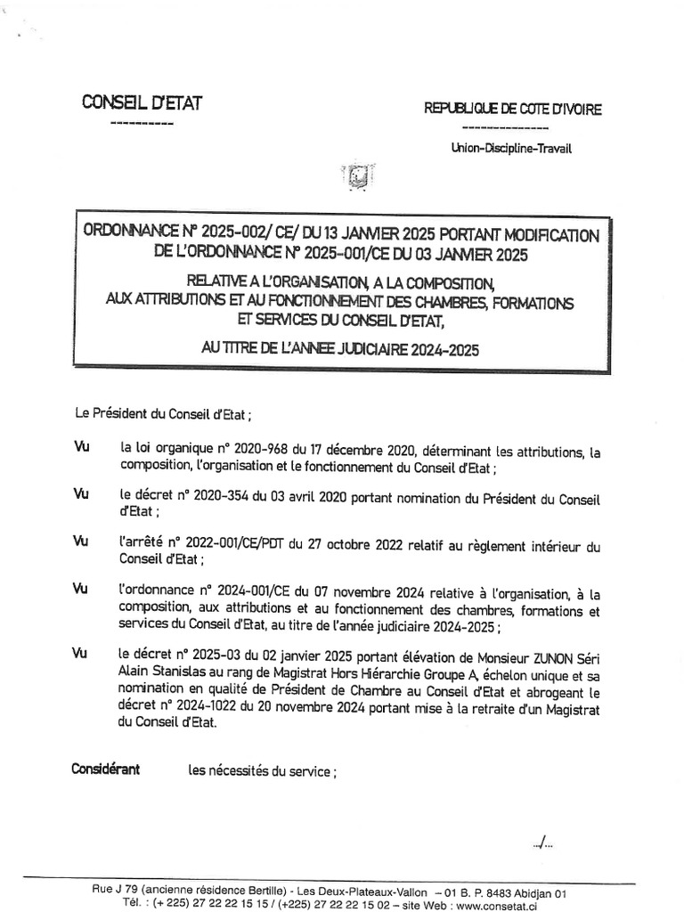 Ordonnance Modificative Conseil D'etat 2025 | PDF