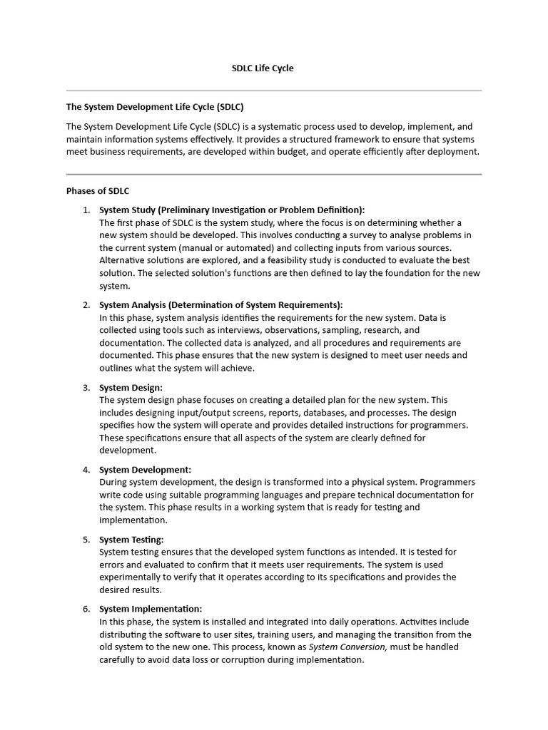 Sdlc Life Cycle Pdf Feasibility Study Software Testing