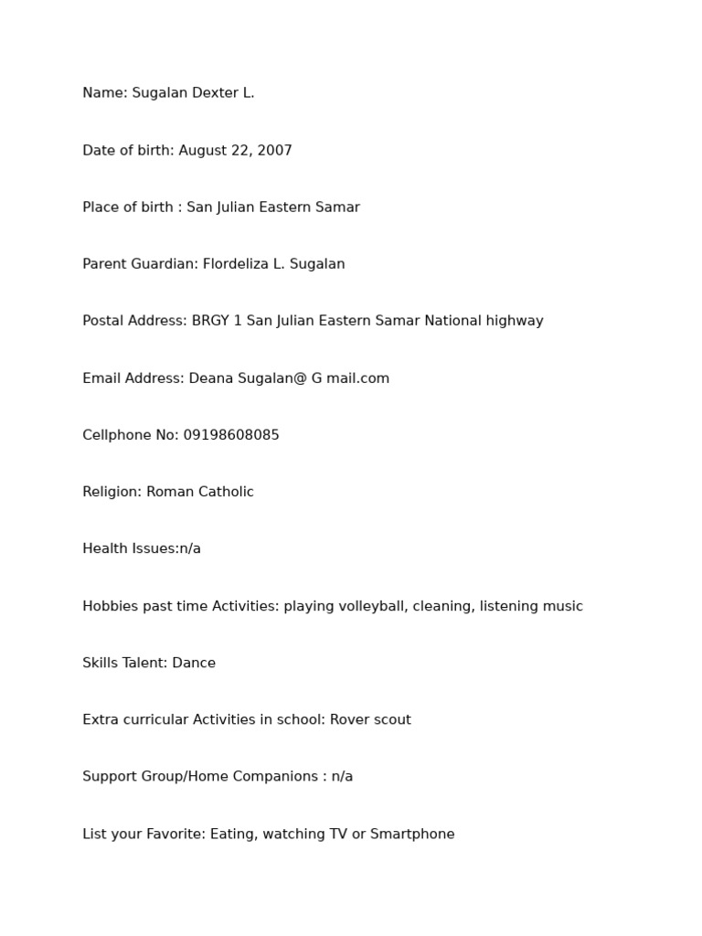 Profile of Sugalan Dexter L. | PDF