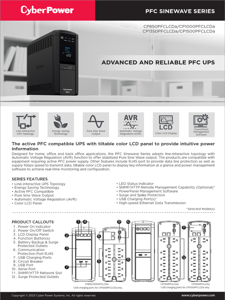 Cyberpower Ds Cp850-1500pfclcda Nema en v5 | PDF | Power Supply | Usb