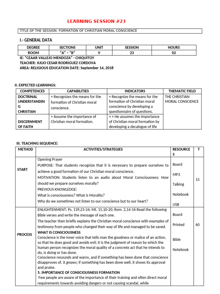 Learning Session No. 23 - Christian Moral Conscience | PDF | Conscience ...