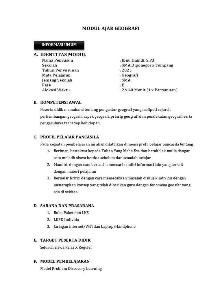 MODUL AJAR BENCANA pmm | PDF