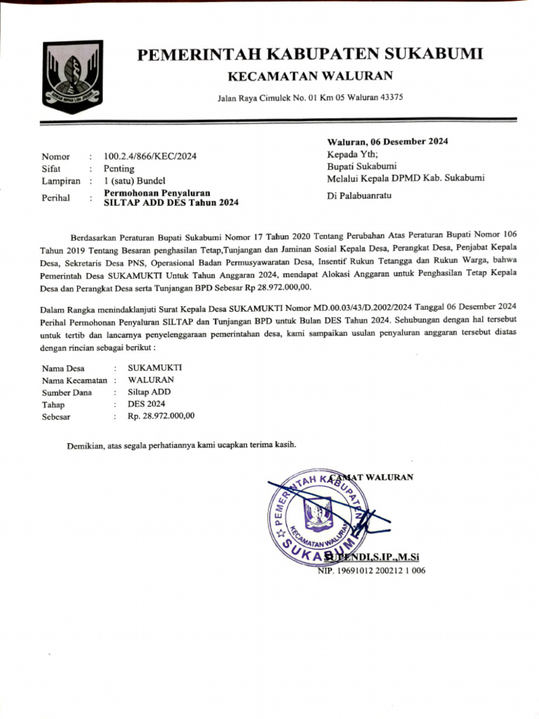 Rekom Permohonan Siltap Desember 2024 | PDF
