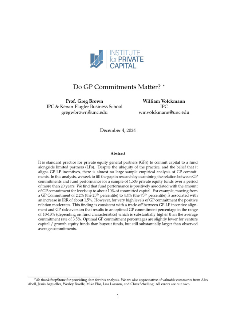 Do GP Commitments Matter | PDF | Incentive | Investment Management