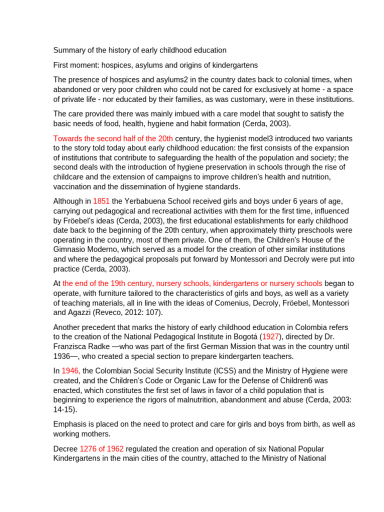 History of Early Childhood Education | PDF | Kindergarten | Preschool