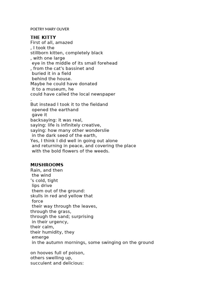 MARY OLIVER POETRY | PDF