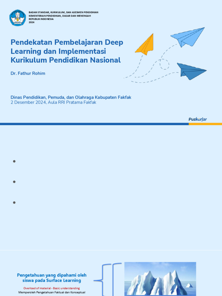 Pendekatan Pembelajaran Deep Learning Dan Implementasi Kurikulum Pendidikan Nasional - Fathur | PDF