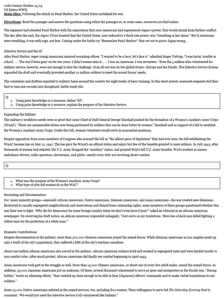 US Enters WWII 24_25 | PDF | Rationing | Ships