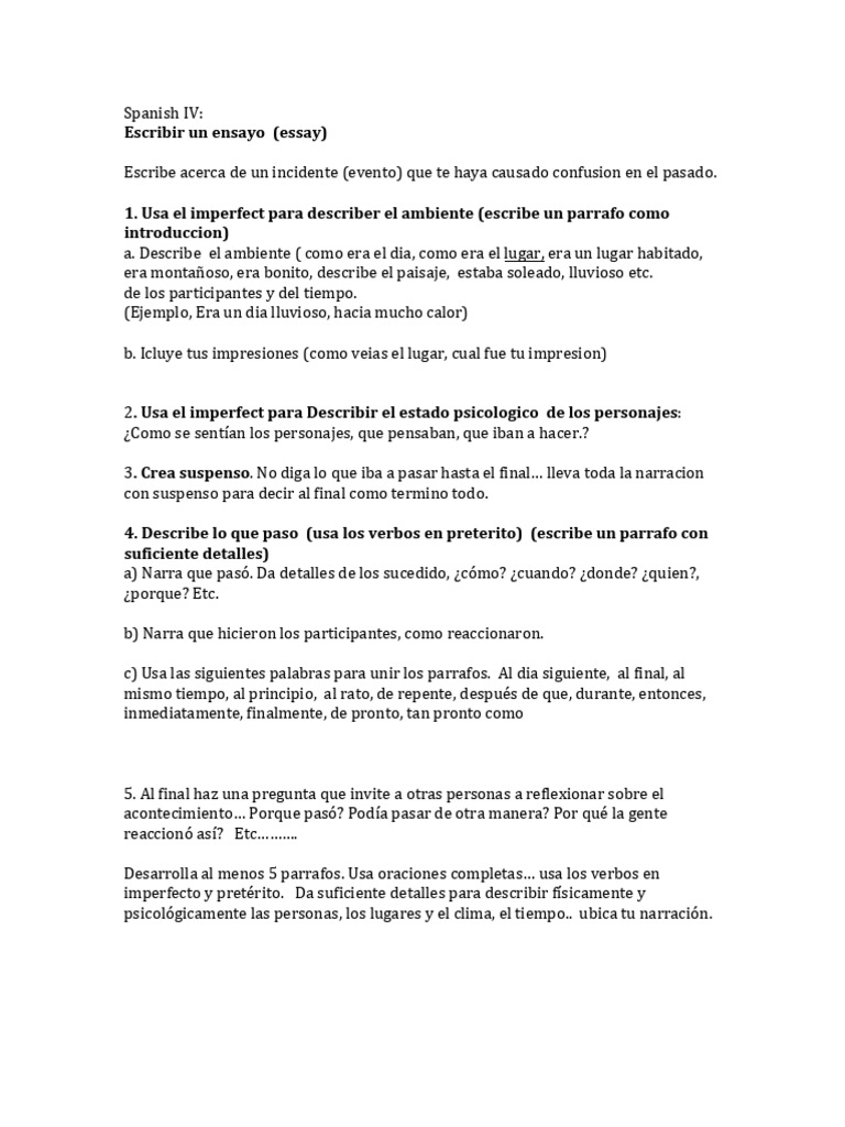 ensayo spanish iv | PDF