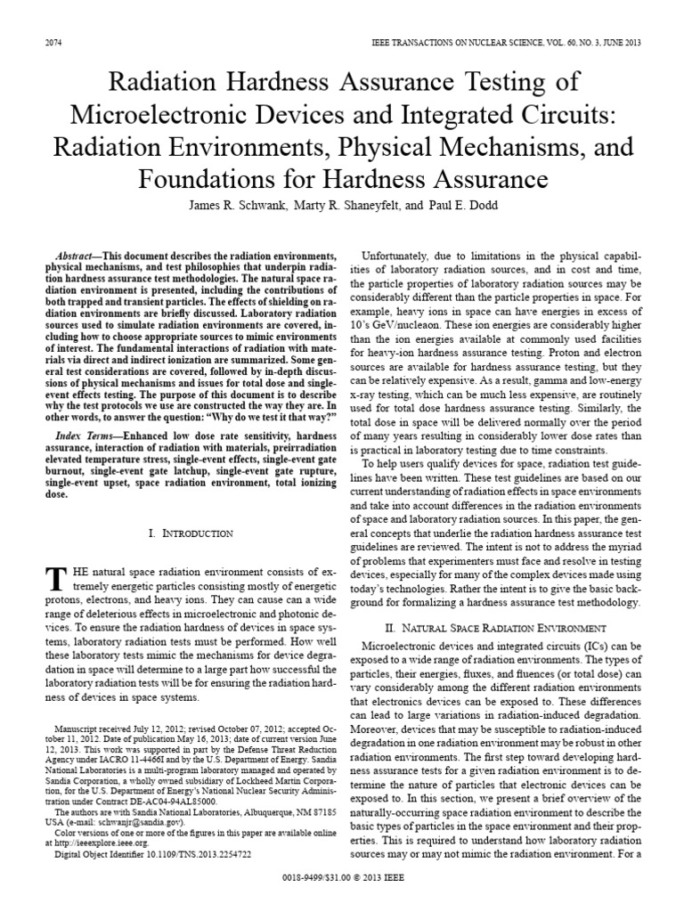 Radiation Hardness Assurance Testing of Microelectronic Devices and ...