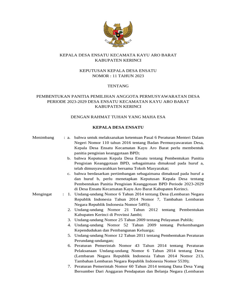 Sk-Panitia-Bpd - Docx 2023 | PDF