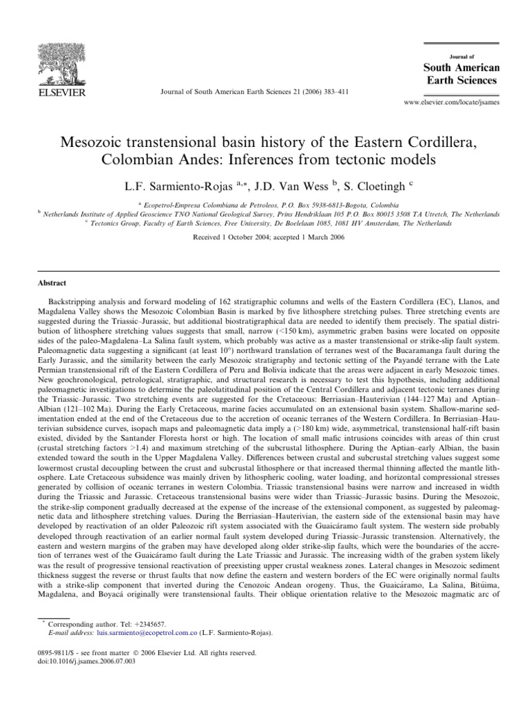 Doi 10.1016 J.jsames.2006.07.003 | PDF | Sedimentary Basin | Rift