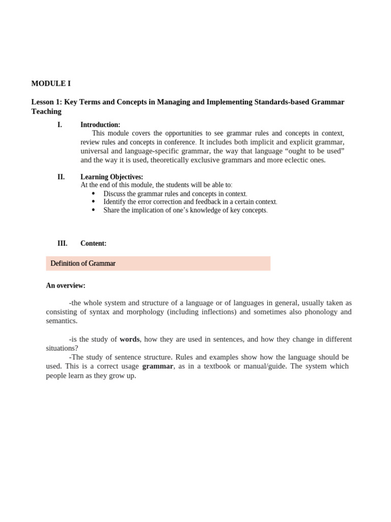 Continuation of Lesson 1 Teaching and Assessment of Grammar | PDF | Phrase | Grammar