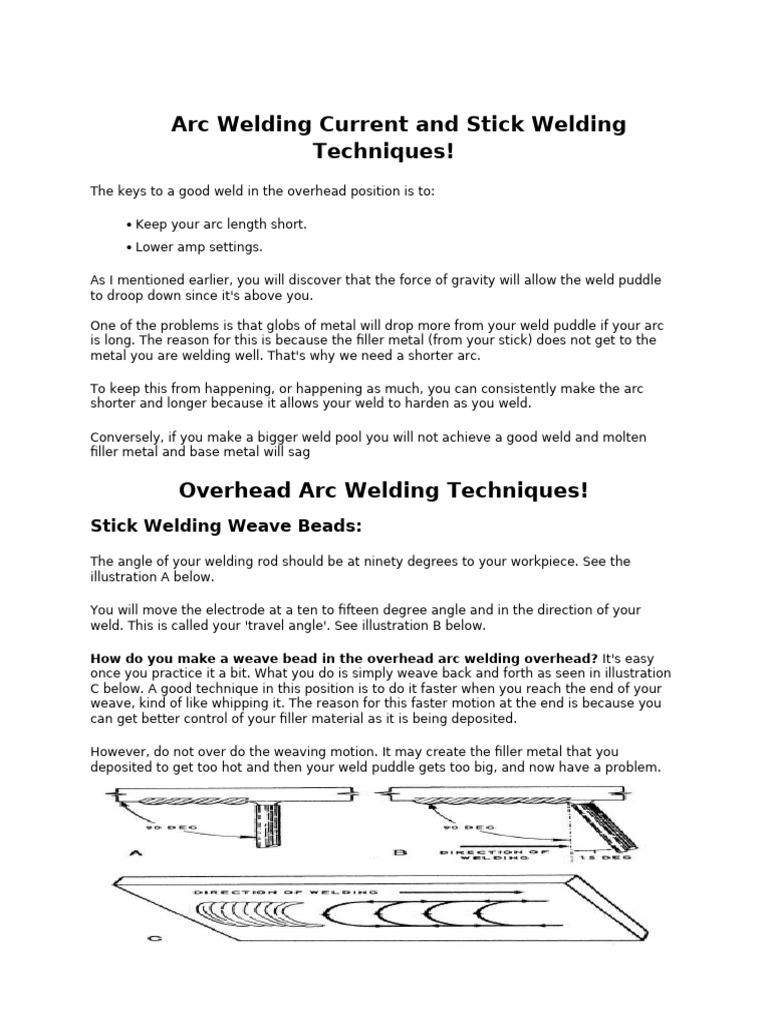 Overhead Arc and Stick Welding Techniques | PDF | Welding | Construction