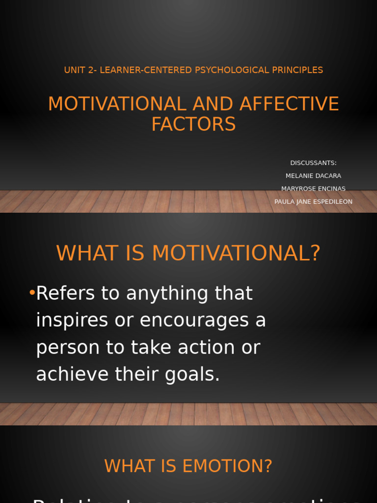 Motivational and Affective Factors | PDF | Motivational | Motivation