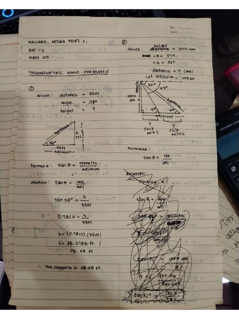Trigonometric Word Problems | PDF