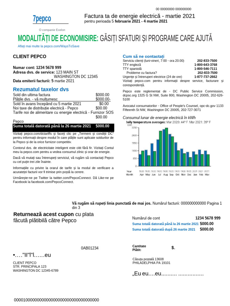 Factură PEPCO DC_Exemplu | PDF
