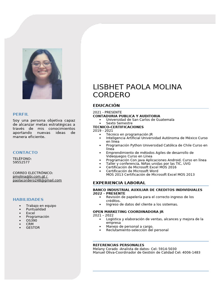 Lisbhet Paola Molina Cordero | PDF | Microsoft | Informática