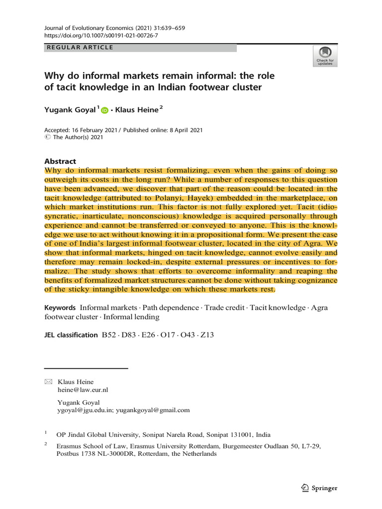 Role of Tacit Knowledge | PDF | Interest | Knowledge