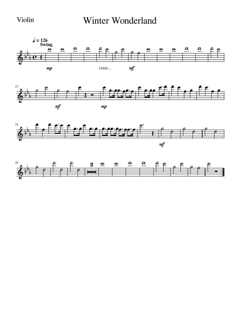 Violin Sheet Music: Winter Wonderland | PDF