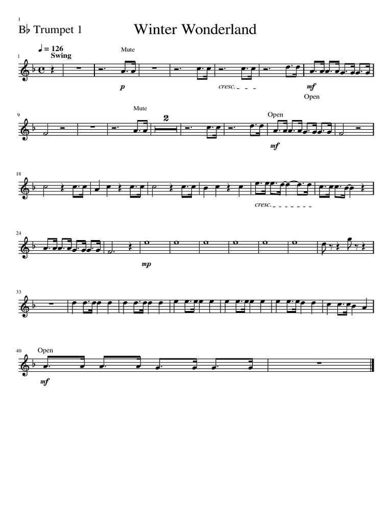 B♭ Trumpet Sheet Music: Winter Wonderland | PDF