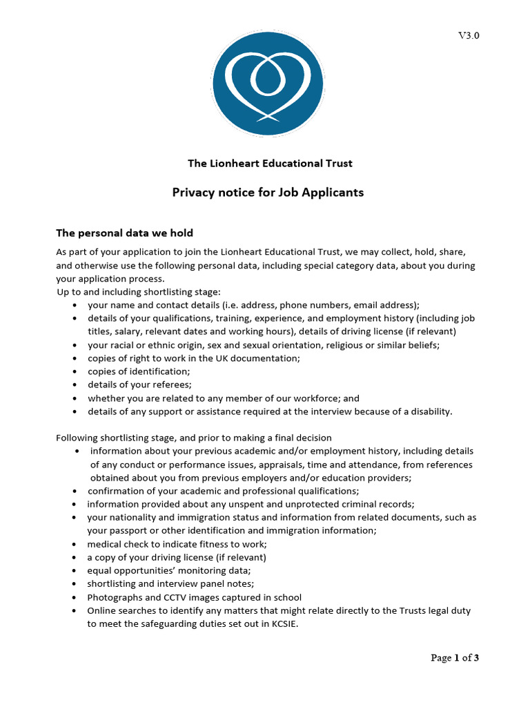 Job Applicants Privacy Notice 2024 | PDF | Recruitment | Criminal Record