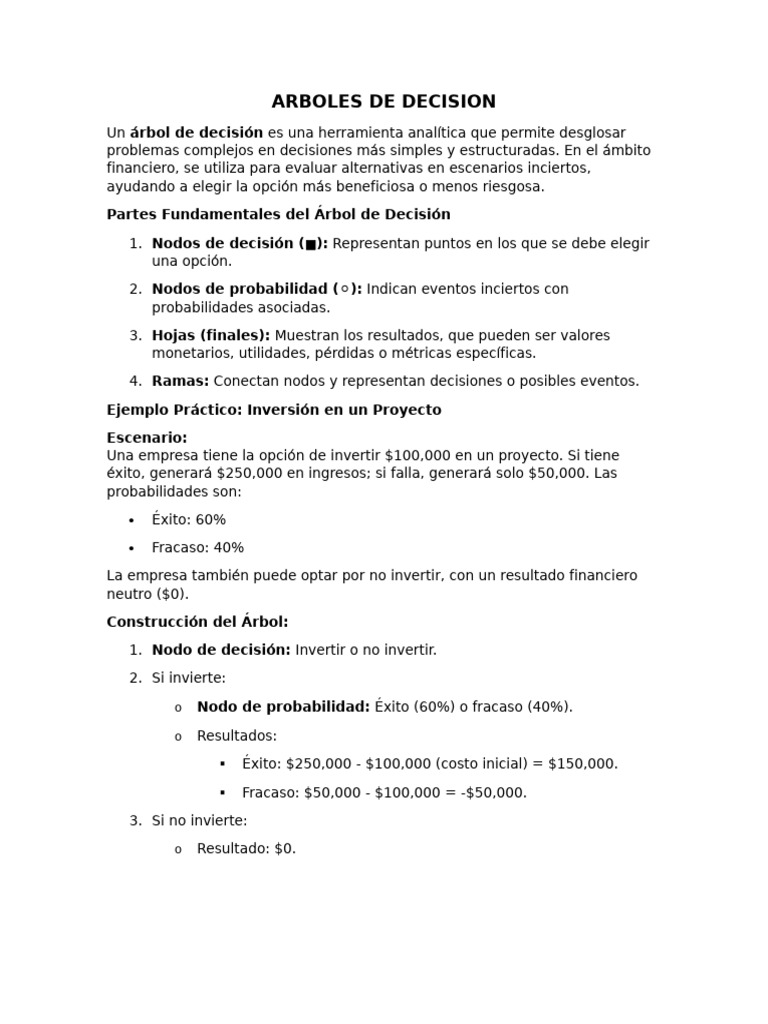 Árboles de Decisión en Finanzas | PDF