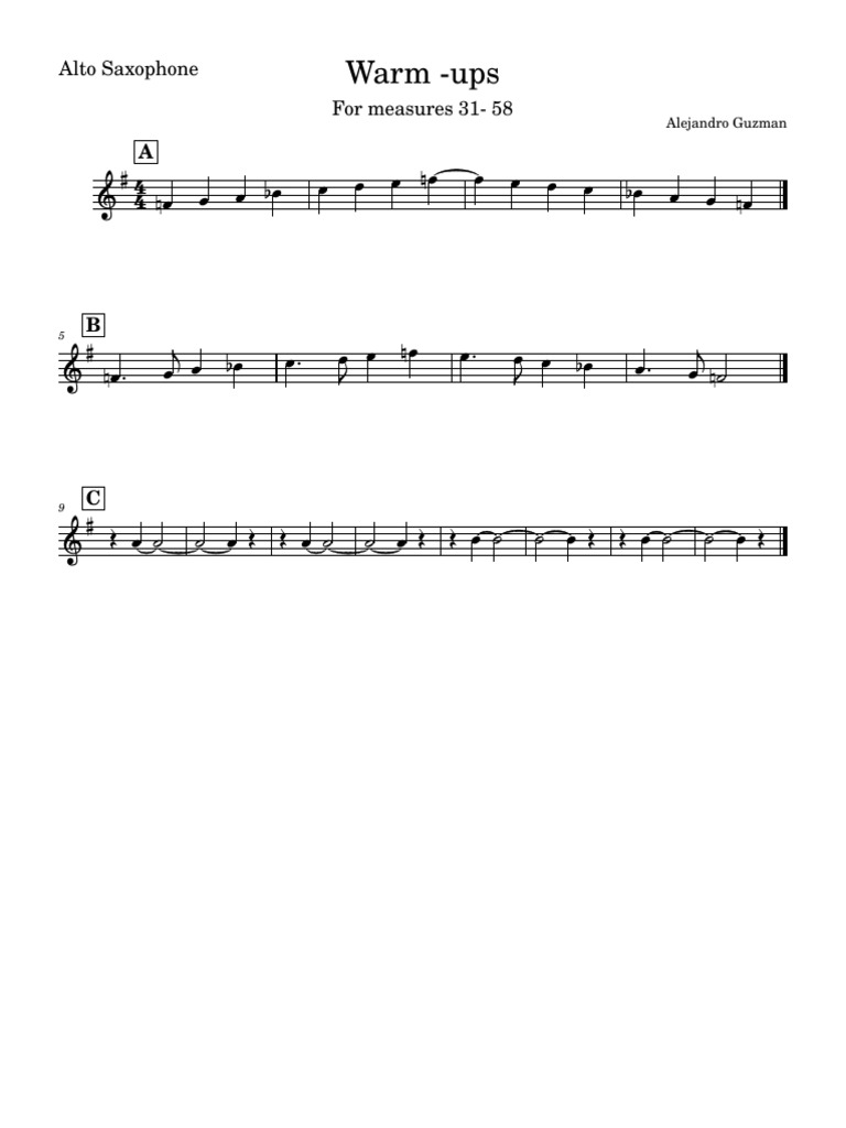 Warm Ups Alto Saxophone | PDF