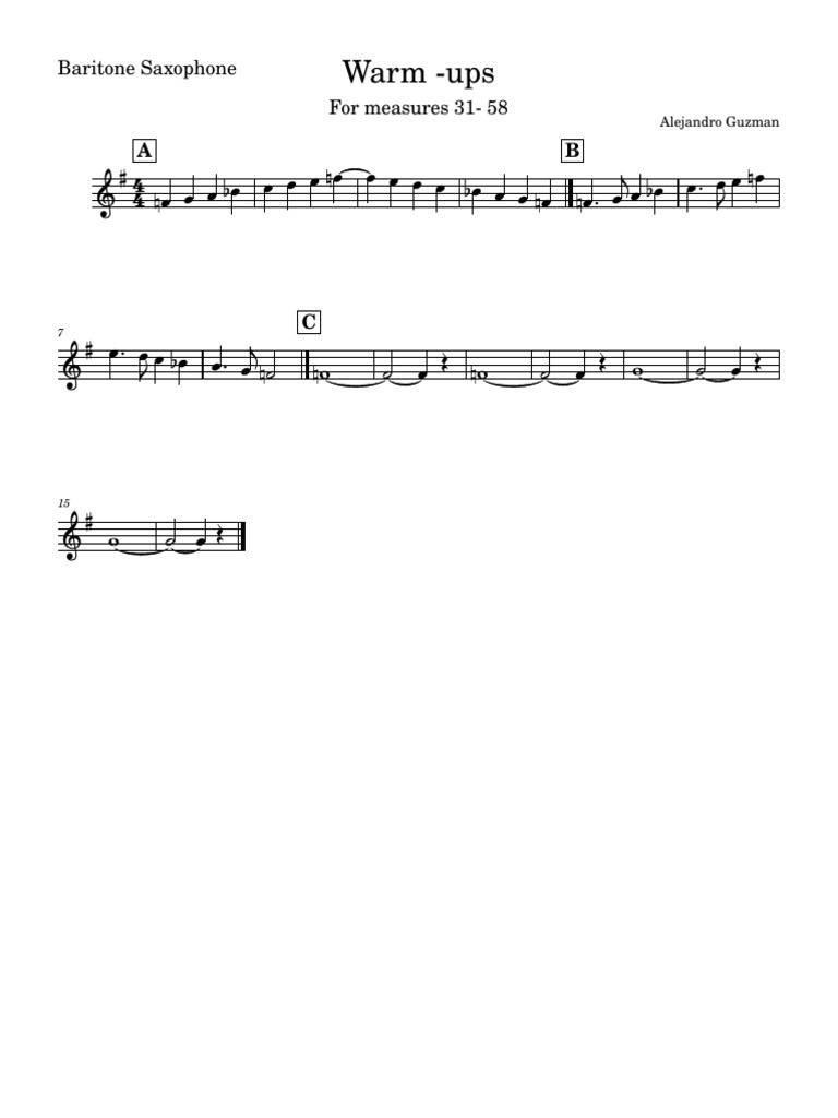 Warm Ups Baritone Saxophone | PDF