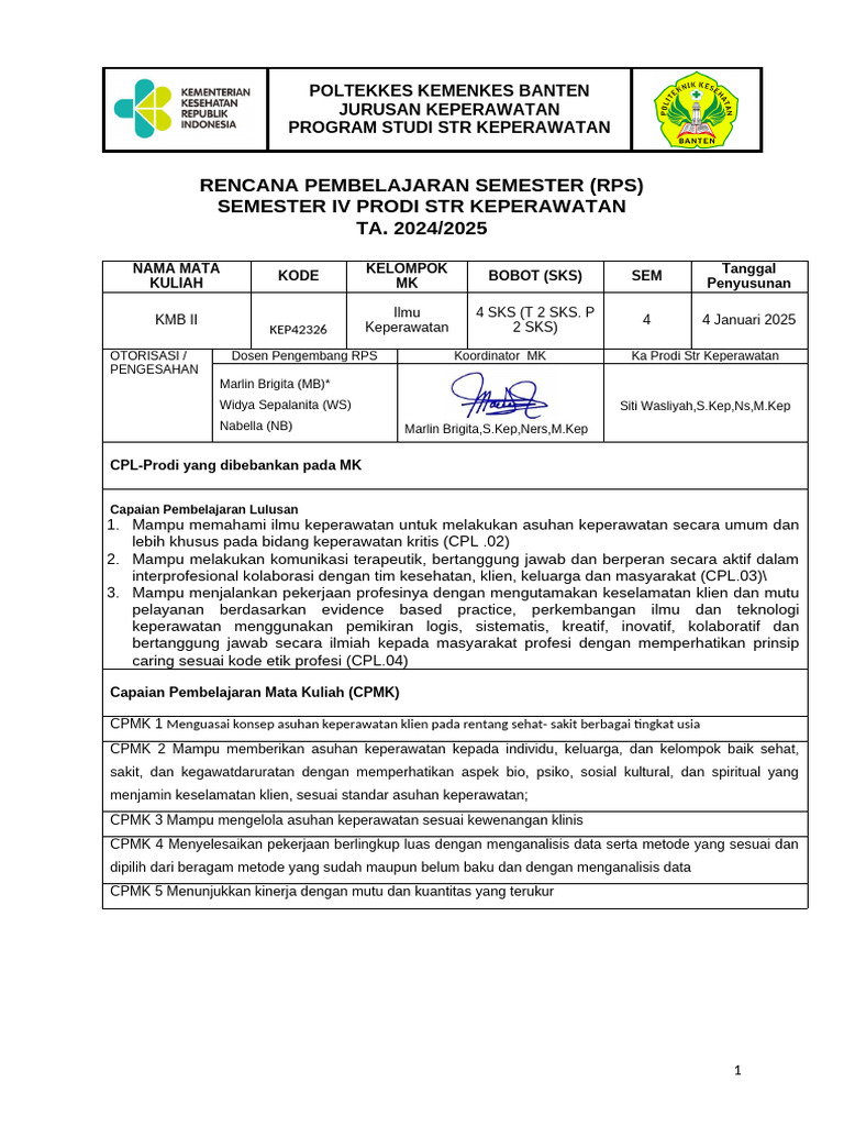 Rps_obe_kmb II Str Genap 2025 Int Class | PDF